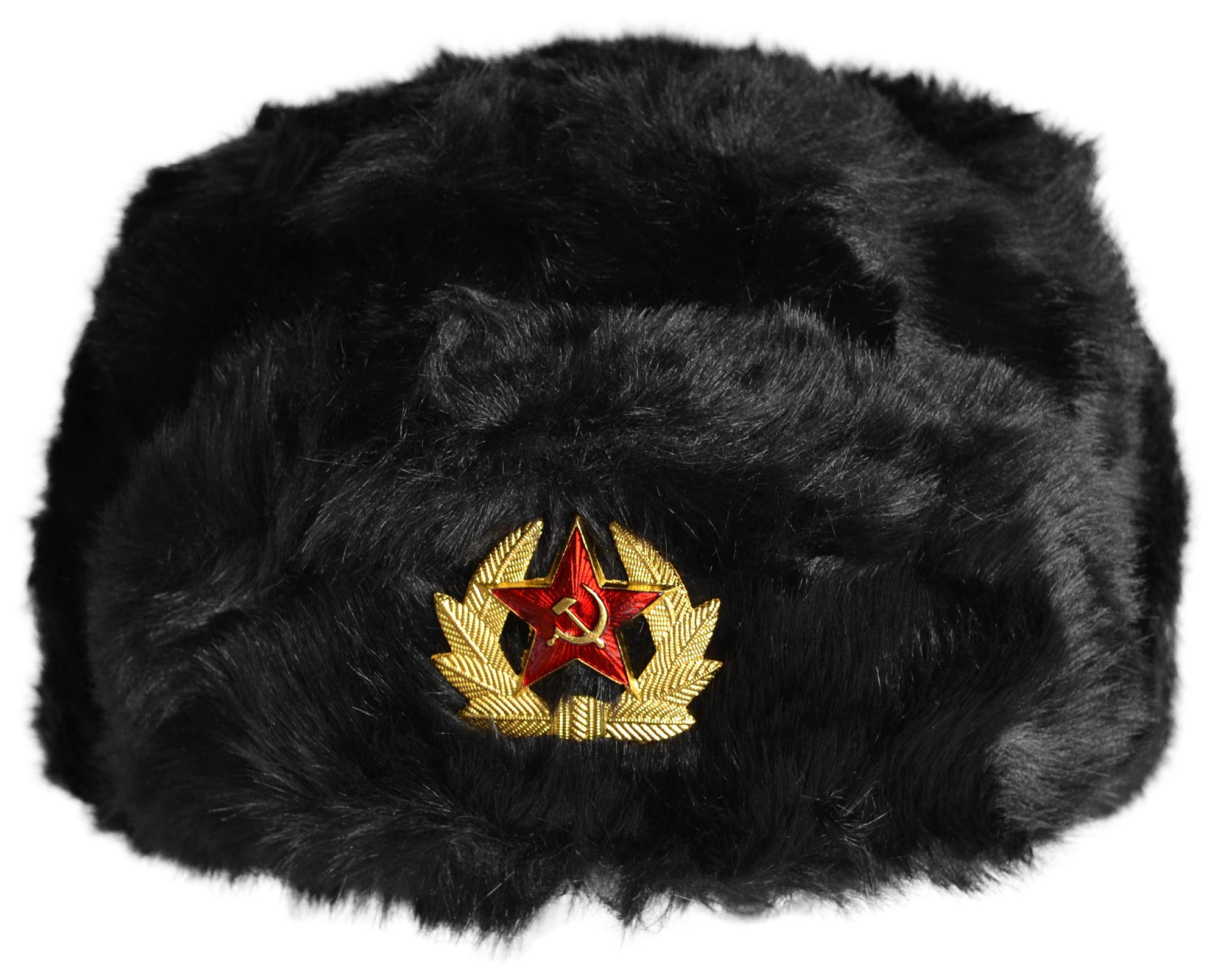 Russische Fellmütze mit Abzeichen Kokarde Winter Tschapka Uschanka ...